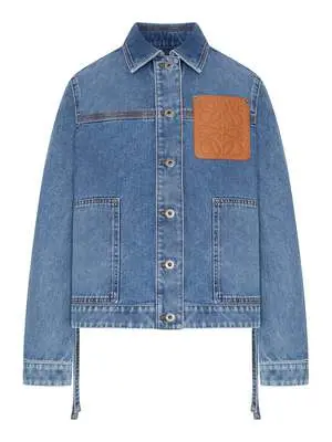 Loewe Cotton Denim Jacket With Asymmetric Hem And Side Laces - Blue
