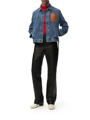 Loewe Cotton Denim Jacket With Asymmetric Hem And Side Laces - Blue