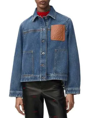 Loewe Cotton Denim Jacket With Asymmetric Hem And Side Laces - Blue