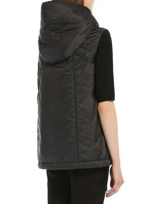Max Mara Padded Vest With Hood In Waterproof Canvas - Black