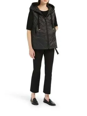Max Mara Padded Vest With Hood In Waterproof Canvas - Black