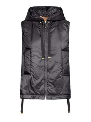 Max Mara Max Mara The Cube Padded Vest With Hood In Waterproof Canvas Black