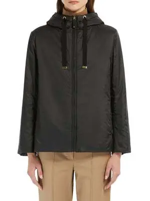 Max Mara Padded Jacket With Hood In Waterproof Canvas - Black