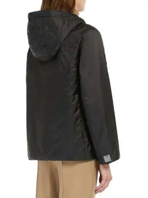 Max Mara Padded Jacket With Hood In Waterproof Canvas - Black