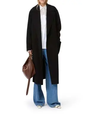 Sportmax Oversized Double Wool Coat - Black