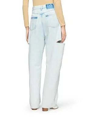 MAISON MARGIELA Wide Leg Jeans With Distressed Details - Multicolor