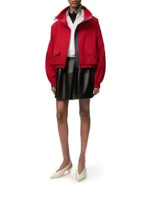 Loewe Cotton And Silk Gabardine Jacket With Contrasting Leather Details - Red