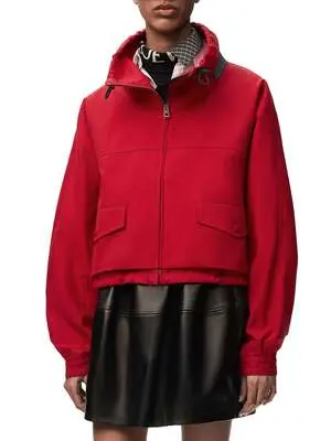 Loewe Cotton And Silk Gabardine Jacket With Contrasting Leather Details - Red