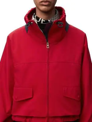 Loewe Cotton And Silk Gabardine Jacket With Contrasting Leather Details - Red