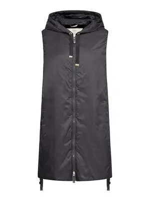 Max Mara Water-repellent Canvas Vest With Hood - Black