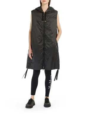 Max Mara Water-repellent Canvas Vest With Hood - Black