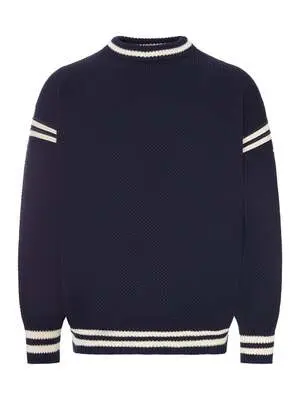 GOLDEN GOOSE Boxy Sweater With Embroidered Logo - Blue