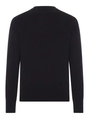 AMI Paris Crewneck Sweater In Merino Wool With De Coeur Embroidery - Black
