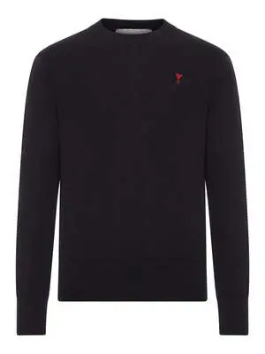 AMI Paris Crewneck Sweater In Merino Wool With De Coeur Embroidery - Multicolor
