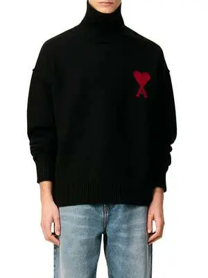 AMI Paris De Coeur Wool High Neck Sweater