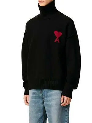 AMI Paris De Coeur Wool High Neck Sweater