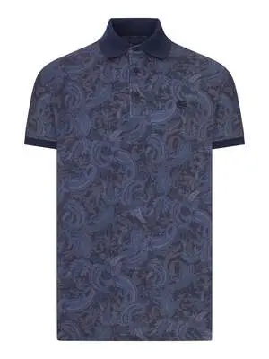 Etro Cotton Piqué Polo Shirt With Paisley Print - Blue