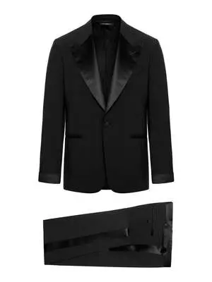 TOM FORD Single-breasted Tuxedo With Silk Inserts - Black
