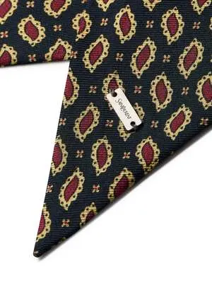 Saint Laurent Silk Twill Lavallière Scarf With Micro Paisley Print