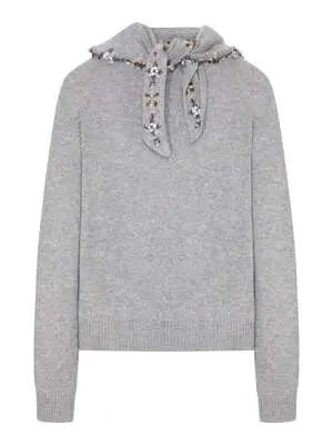 Prada Cashmere Sweater With Embroidered Scarf Detail