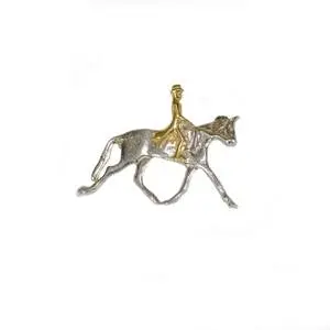 SIMON KEMP JEWELLERS Dressage Rider Brooch In 18ct Gold And Sterling - Silver