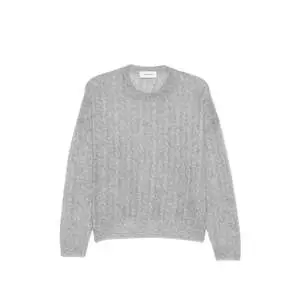LISA YANG Grey Cable-knit Silk And Cashmere Blend Jumper