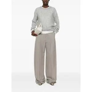 LISA YANG Grey Cable-knit Silk And Cashmere Blend Jumper