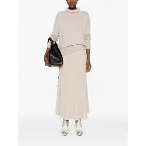 LISA YANG Sand Beige Cashmere Roll Neck Jumper