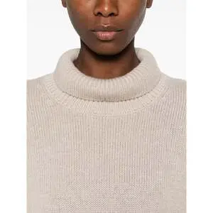 LISA YANG Sand Beige Cashmere Roll Neck Jumper