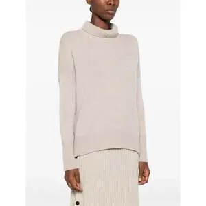 LISA YANG Sand Beige Cashmere Roll Neck Jumper