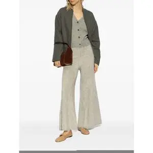 LISA YANG Ash Grey Cashmere Silk Blend V-neck Cardigan - Gray