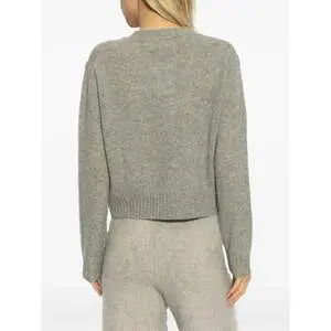 LISA YANG Ash Grey Cashmere Silk Blend V-neck Cardigan - Gray