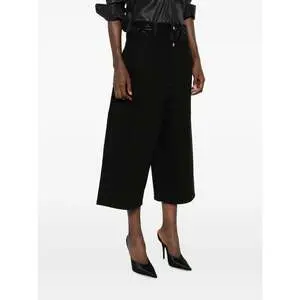 Attico Cotton Cropped Wide Leg Jeans - Black