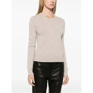 LISA YANG Sand Beige Cashmere Mélange Crew Neck Jumper - Cream