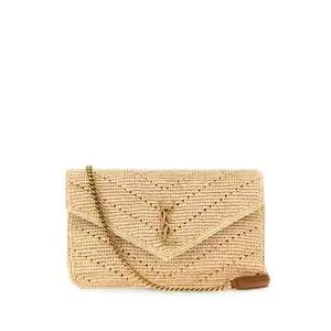 Saint Laurent Raffia Shoulder Bag - Cream