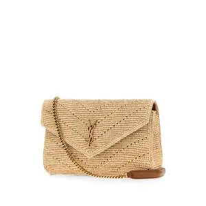 Saint Laurent Raffia Shoulder Bag - Cream