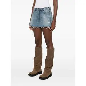 Balenciaga Light Paint-splatter Denim Mini Shorts