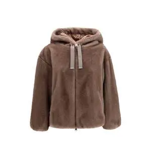 Herno Faux Fur Hooded Jacket - Brown