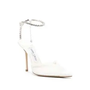 JIMMY CHOO Embellished Lace Pointed Toe Stiletto Heel Shoes