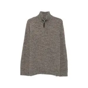 MAISON MARGIELA Grey Marl Effect High Neck Quarter-zip Jumper - Gray