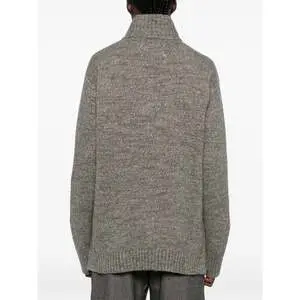 MAISON MARGIELA Grey Marl Effect High Neck Quarter-zip Jumper - Gray