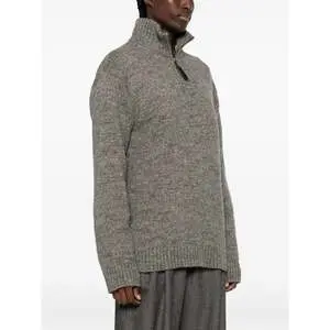 MAISON MARGIELA Grey Marl Effect High Neck Quarter-zip Jumper - Gray