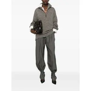 MAISON MARGIELA Grey Marl Effect High Neck Quarter-zip Jumper - Gray