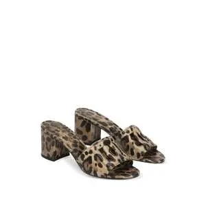 Dolce & Gabbana Keira Leopard Print Calfskin Mules - Cream