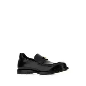 Balenciaga Leather Logo Plaque Loafers