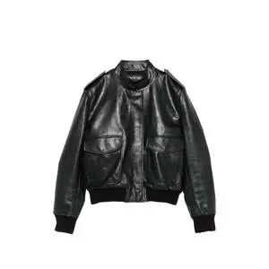 TOM FORD Leather Epaulette Jacket - Black