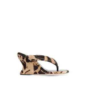 Balenciaga Calf Hair Wedge Sandals - Cream