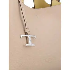 TOD'S Mini Bag With T-logo Charm - Cream