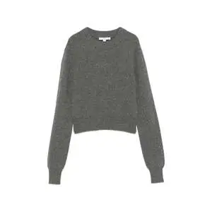 Malo Grey Cashmere Cropped Ribbed Knit Jumper - Gray