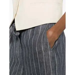 Max Mara Pinstripe Straight Leg Trousers - Blue